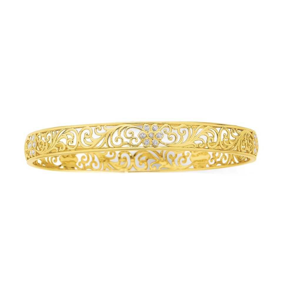 9ct Gold Two Tone 65mm Solid Bangle - Angus & Coote Catalogue - Salefinder