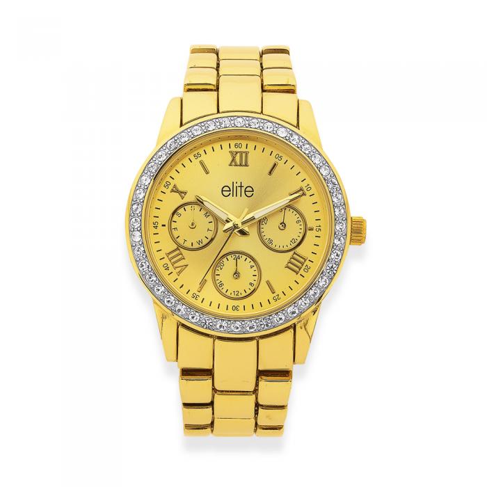 Elite Gold Tone, Stone Set, Multi Dial Watch - Prouds Catalogue ...