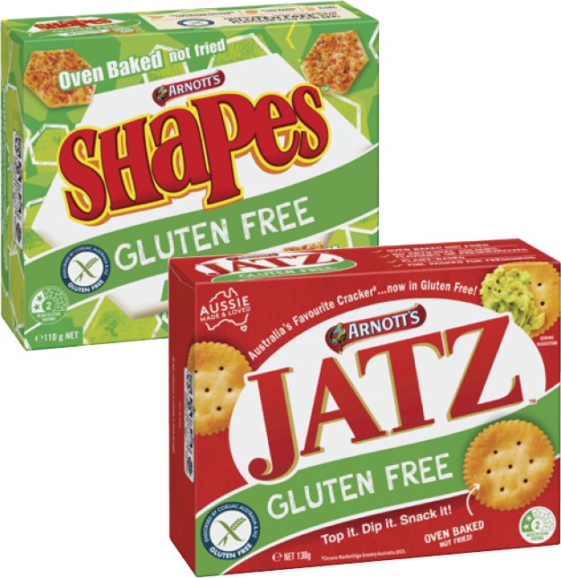 Arnott's Gluten Free Jatz or Shapes Crackers 110g-130g - Coles ...