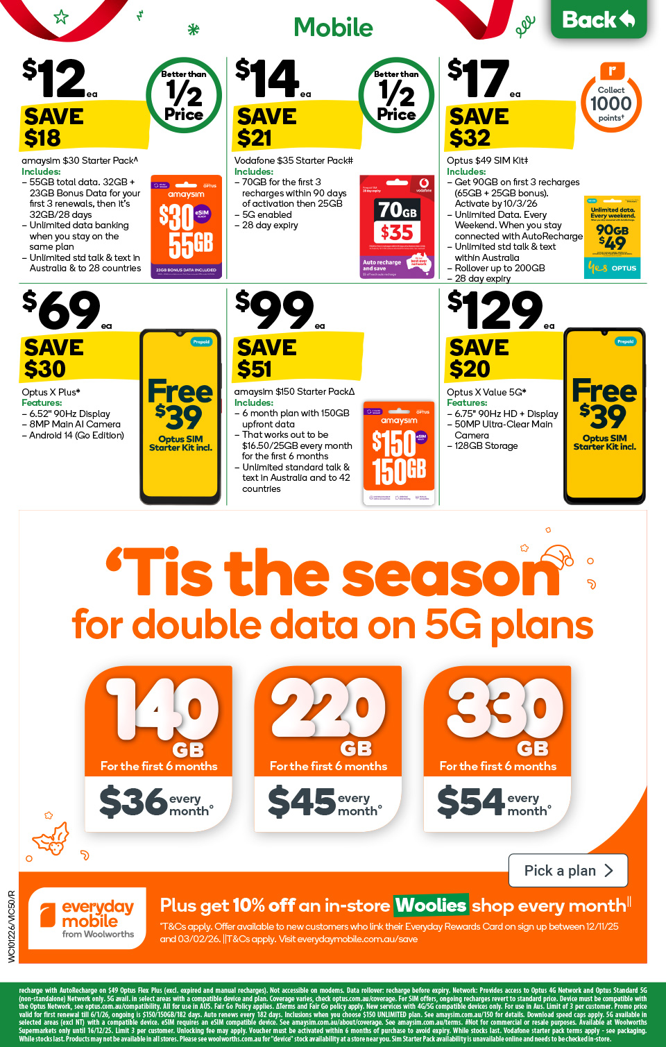 amaysim Prepaid Starter Packs: SIM Only $1, $30 Pack for $12, $50 Pack for $18, $150 Pack for ...